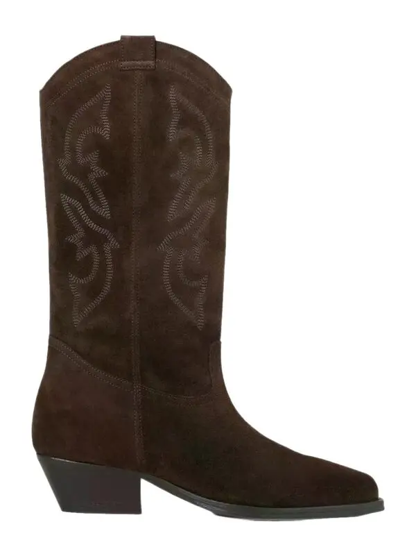 Ba&sh Suede Boots With Pull Tabs And Almond Toe - Brown