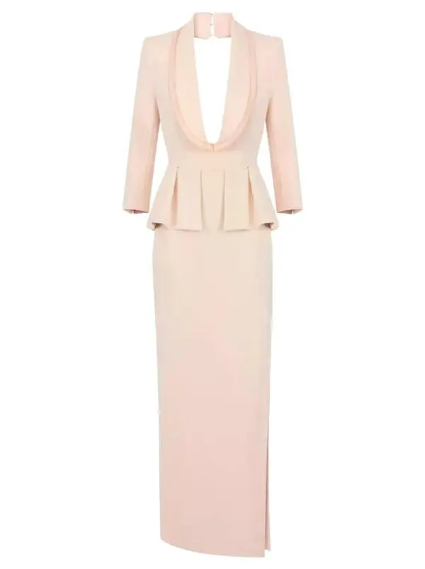 Elisabetta Franchi Red Carpet Dress In Crêpe And Satin - Pink