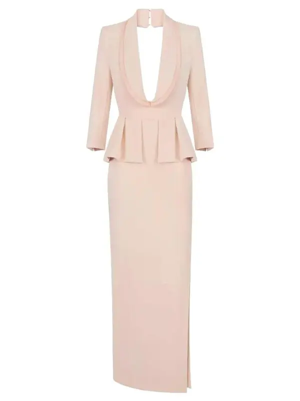 Elisabetta Franchi Red Carpet Dress In Crêpe And Satin - Pink
