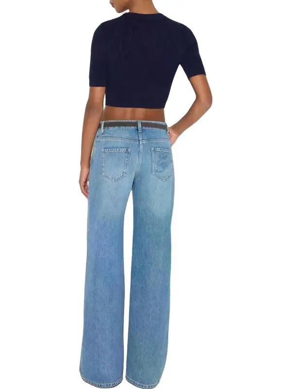 Elisabetta Franchi Palazzo Jeans With Belt - Blue
