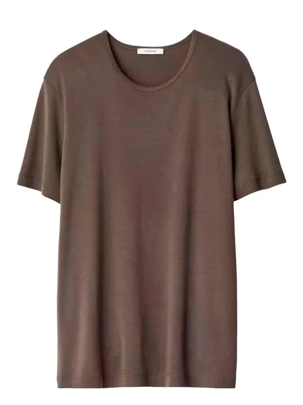 LEMAIRE Scoop-neck T-shirt In Ribbed Jersey - Brown
