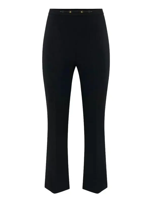 Elisabetta Franchi Slim Fit Trumpet Trousers With Jewel Detail - Black