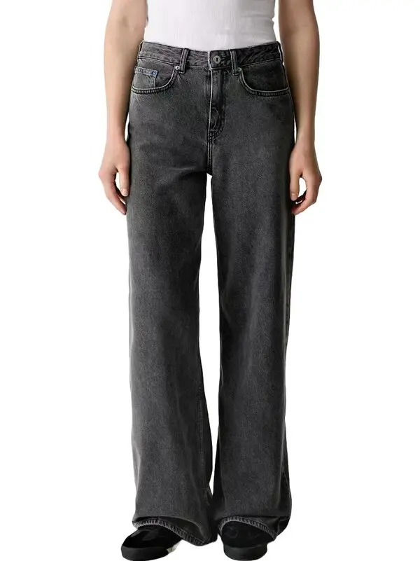Karl Lagerfeld Logo Patch Wide-leg Jeans - Grey