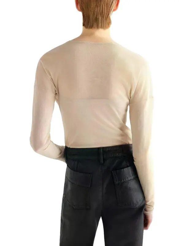 LEMAIRE Long-sleeve Mesh Jersey Ballerina Top - Neutrals