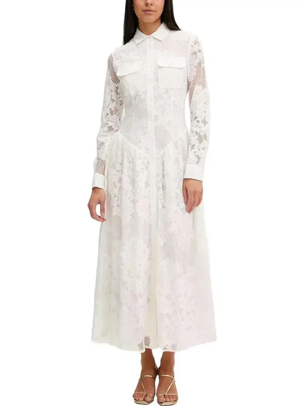 Bardot Agatha Lace-panelled Maxi Shirt Dress - White