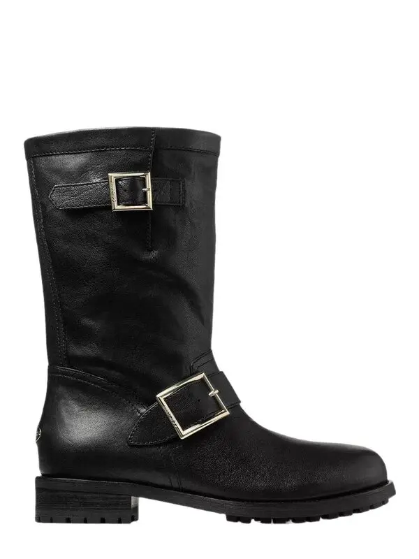 JIMMY CHOO Leather Biker Boots - Black