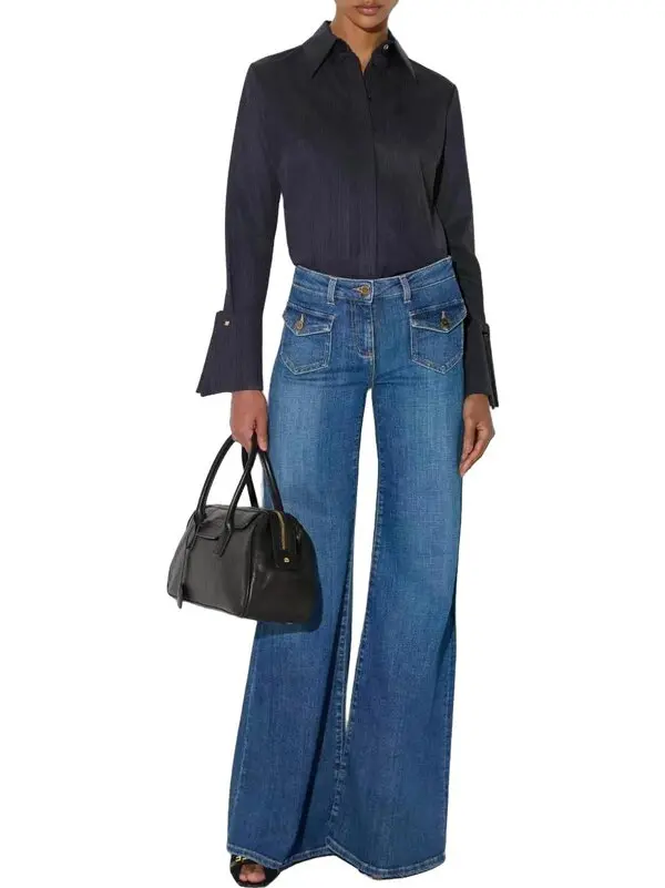 Elisabetta Franchi Denim Bell-bottom Jeans - Blue