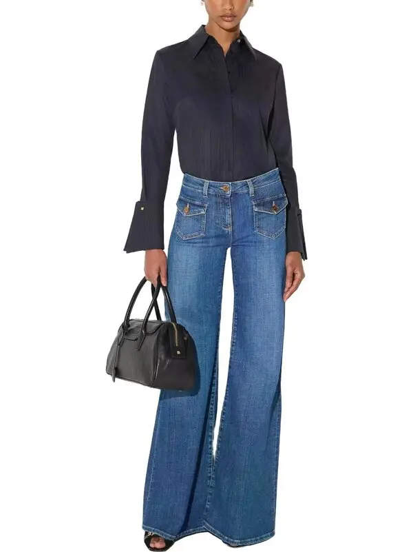 Elisabetta Franchi Denim Bell-bottom Jeans - Blue