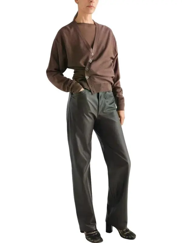 LEMAIRE Relaxed Twisted Cardigan In Merino Blend - Brown