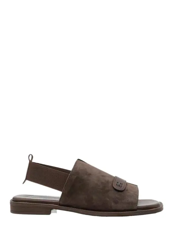 SERGIO MORETTI FIRENZE Logo-plaque Slingback Sandals - Brown