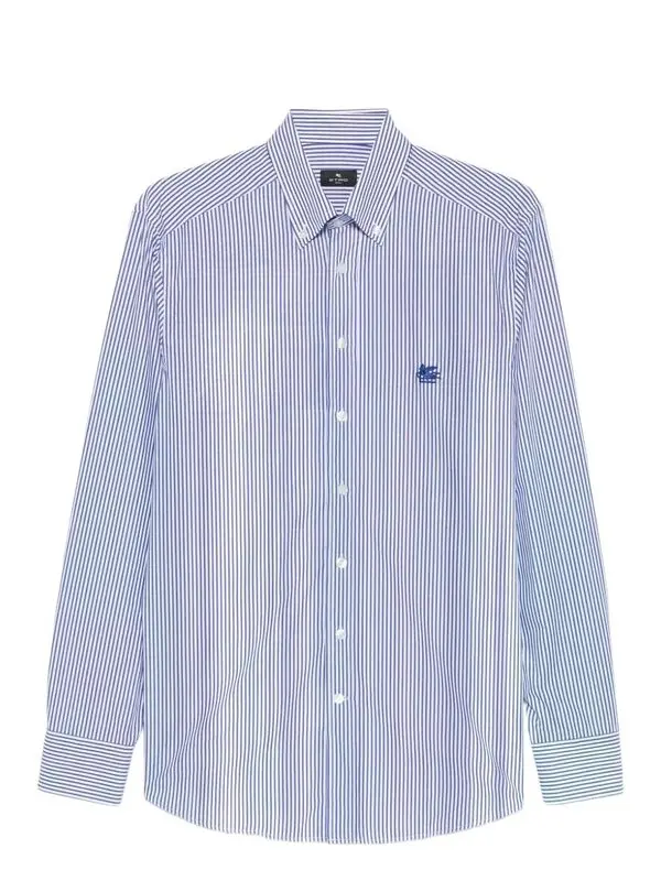 Etro Striped Logo-embroidered Shirt - White