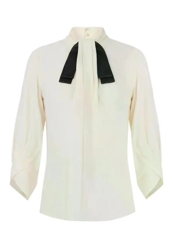 Elisabetta Franchi Georgette Blouse With Bow Detail - Neutrals