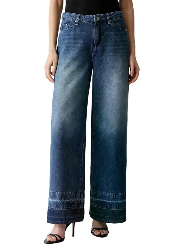 Karl Lagerfeld Faded Wide-leg Jeans - Blue