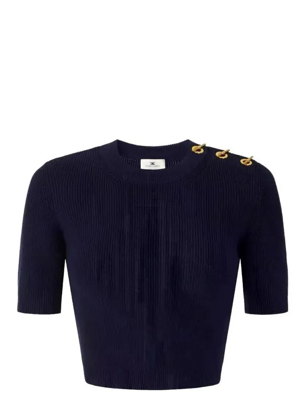 Elisabetta Franchi Knit Top With Jewel Details - Blue