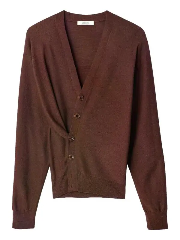 LEMAIRE Relaxed Twisted Merino Blend V-neck Cardigan - Brown