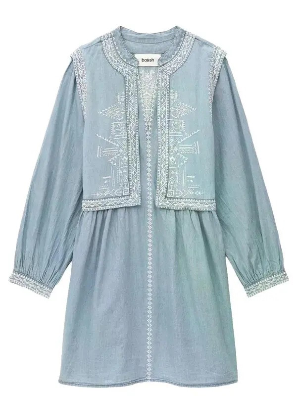 Ba&sh Laen Embroidered Mini Dress - Blue