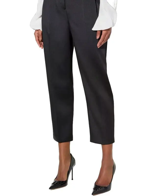 Elisabetta Franchi Stretch Satin Tailored Trousers - Black