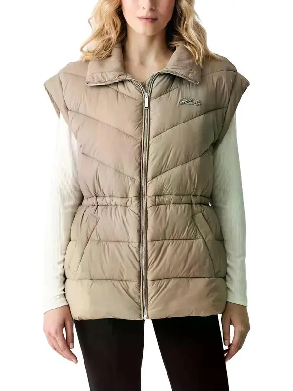 Karl Lagerfeld Quilted Drawstring Gilet - Neutrals