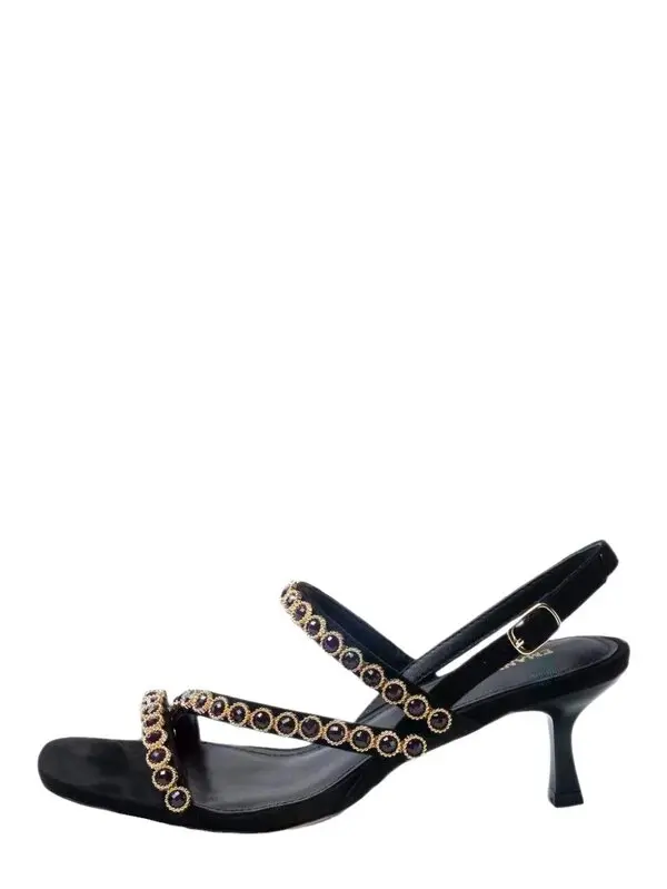 EMANUELLE VEE Embellished Slingback Sandals - Black