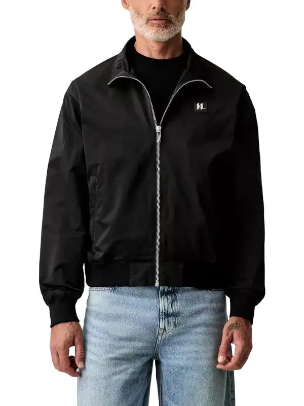 Karl Lagerfeld Logo Patch Zip-up Jacket - Black