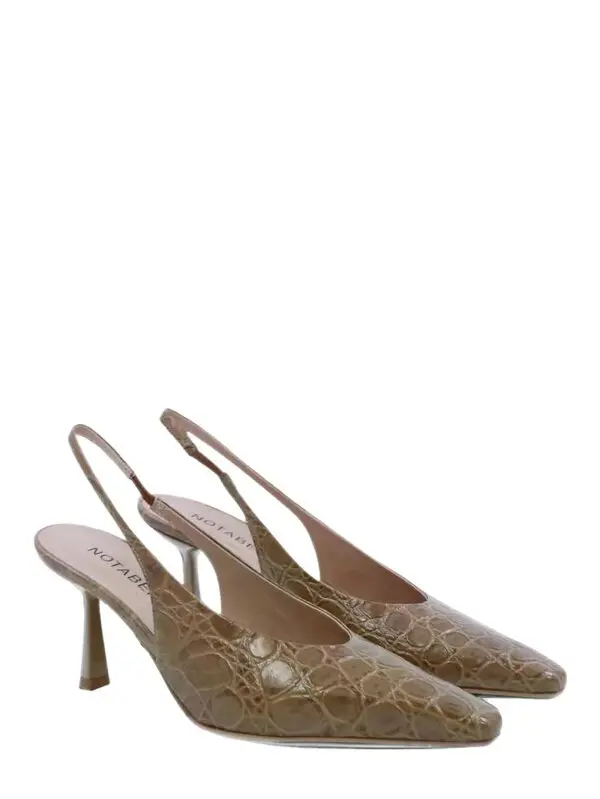NOTABENE Emmely Crocodile-embossed Slingback Pumps - Neutrals