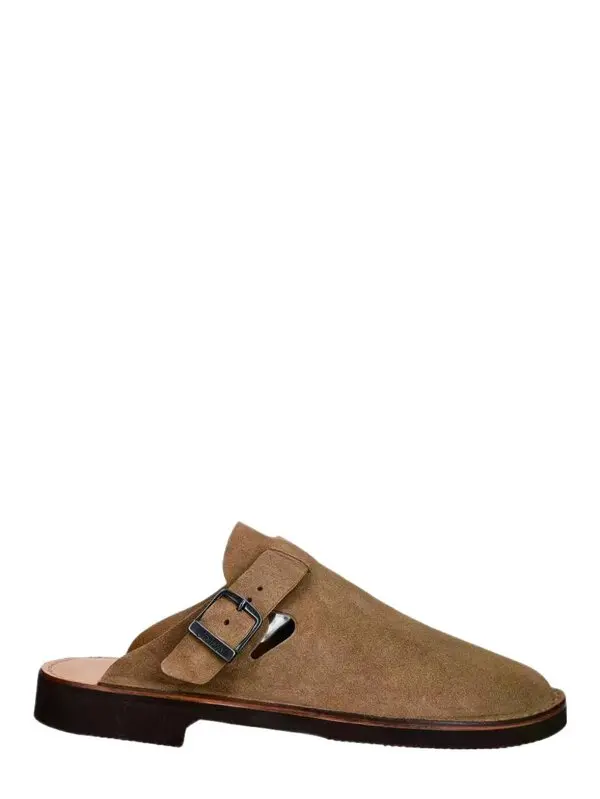 FRACAP Suede Buckle Mules - Brown