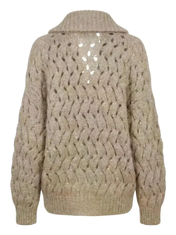 Brunello Cucinelli Sequin-embellished Cable-knit Cardigan - Neutrals