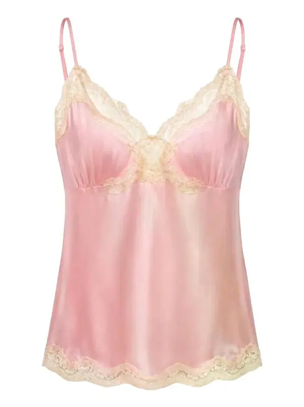 Gold Hawk Lace Trim V-neck Camisole - Pink