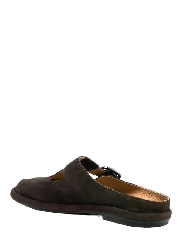 SERGIO MORETTI FIRENZE Suede Buckle Slippers - Brown