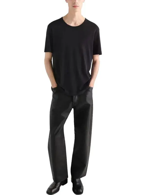 LEMAIRE Scoop-neck T-shirt In Ribbed Jersey - Black