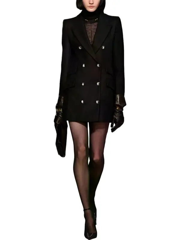 Elisabetta Franchi Double-breasted Crêpe Coat - Black