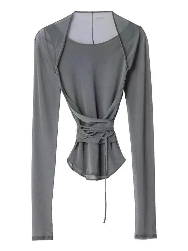 LEMAIRE Ballerina Wrap Top In Mesh Jersey - Grey