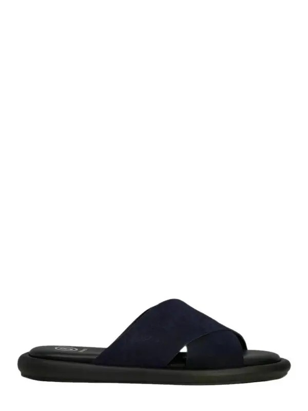 Bogner Crossover Strap Logo Embossed Slides - Blue