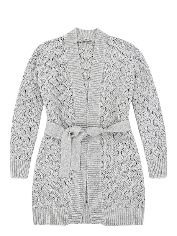 Eleventy Belted Open-knit Cardigan - Grey
