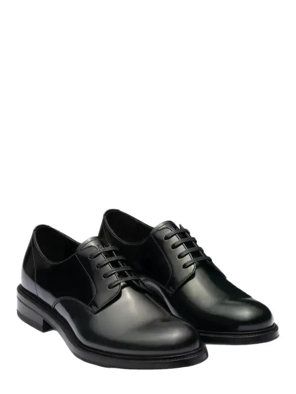 Prada Leather Lace-up Derby Shoes - Black