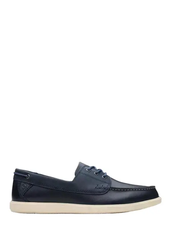 Clarks Bratton Leather Boat Shoes - Blue