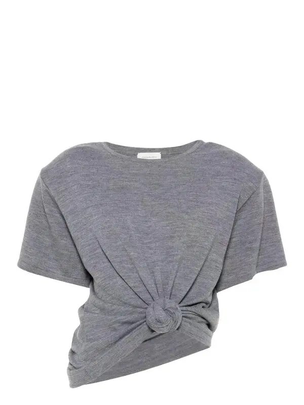 Magda Butrym Knotted Cropped T-shirt - Grey