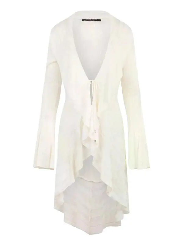 Roberto Cavalli Ruffled Trim Flared Sleeve Cardigan - Neutrals