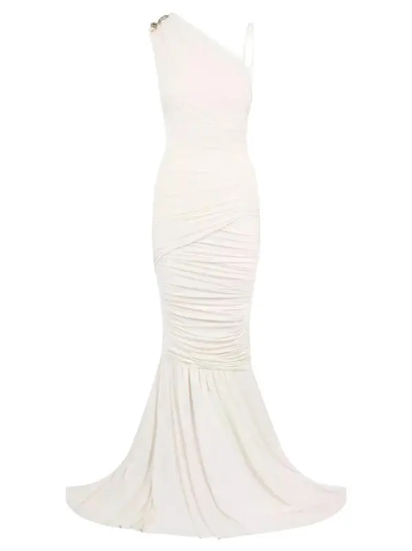 Roberto Cavalli One-shoulder Ruched Maxi Dress - White