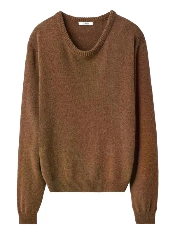 LEMAIRE Crew Neck Sweater In Alpaca Wool Blend - Brown