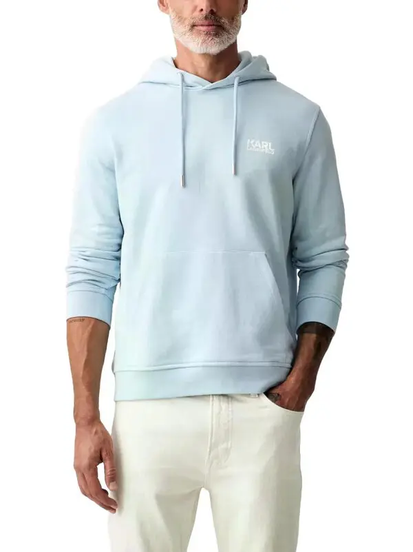 Karl Lagerfeld Logo Print Drawstring Hoodie - Blue
