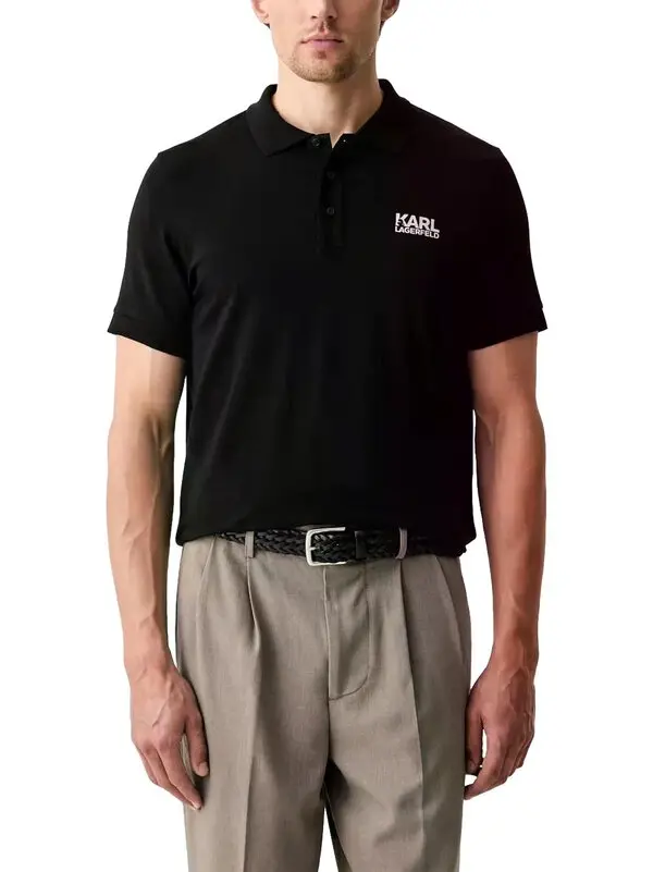 Karl Lagerfeld Logo-print Short-sleeve Polo Shirt - Black