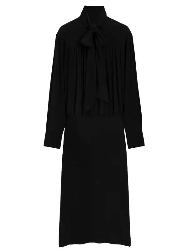 AMI Paris Midi Lavallière Silk-blend Dress - Black
