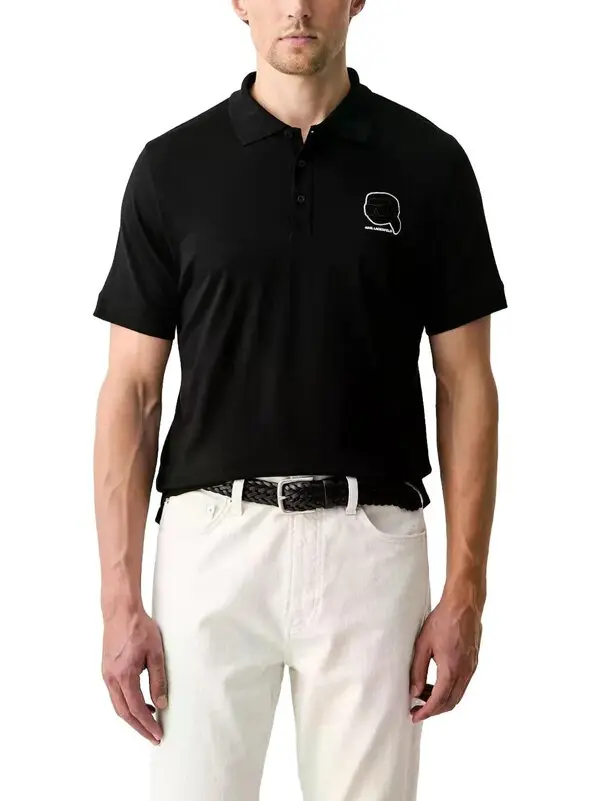Karl Lagerfeld Logo-patch Polo Shirt - Black