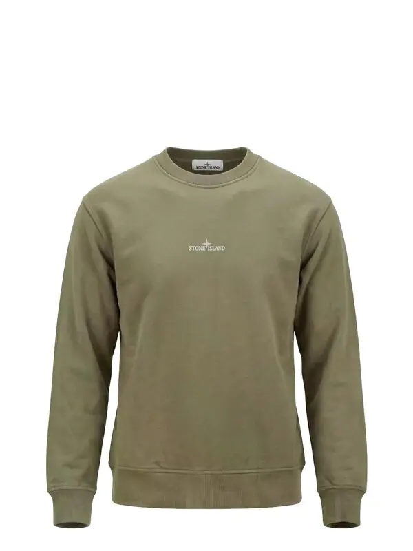 Stone Island Logo Print Long Sleeve Sweatshirt - Green