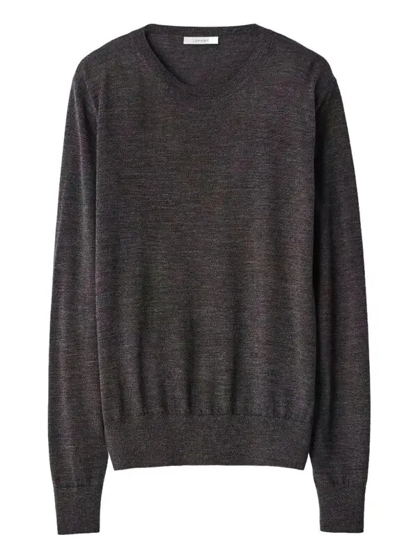 LEMAIRE Crew Neck Sweater In Fine Mouliné Merino Wool - Brown
