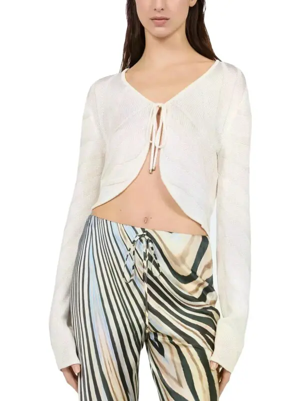 Roberto Cavalli Cropped Cardigan - White