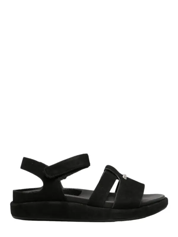 SERGIO MORETTI FIRENZE Suede Logo Plaque Sandals - Black