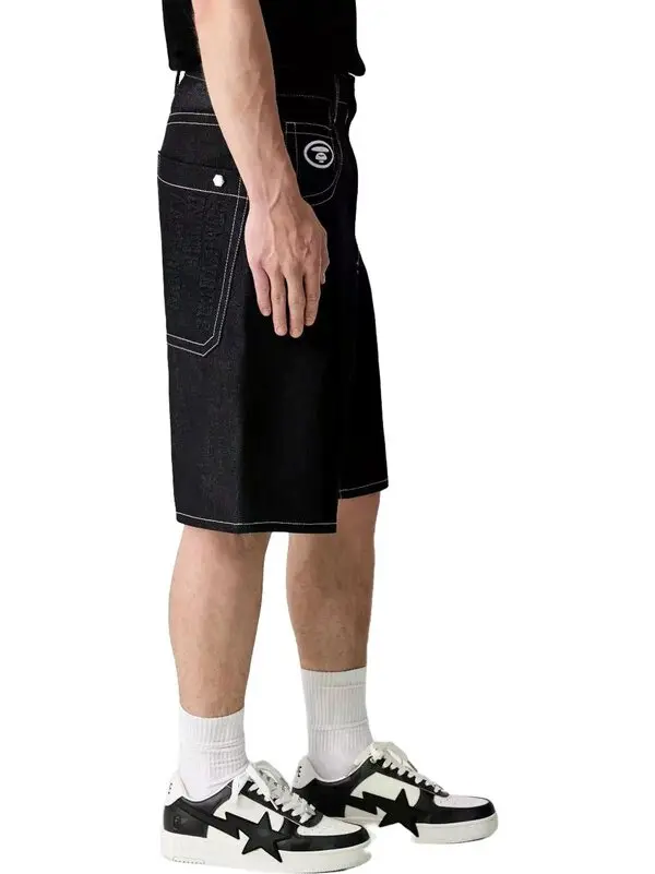 AAPE BY *A BATHING APE Logo-patch Denim Shorts - Blue