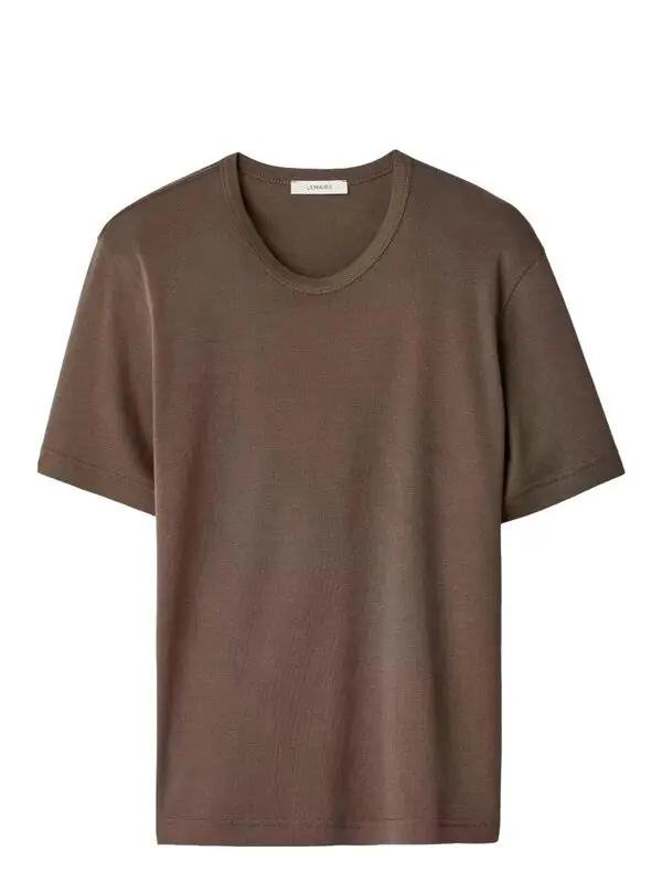 LEMAIRE Ribbed Knit Crewneck T-shirt - Brown